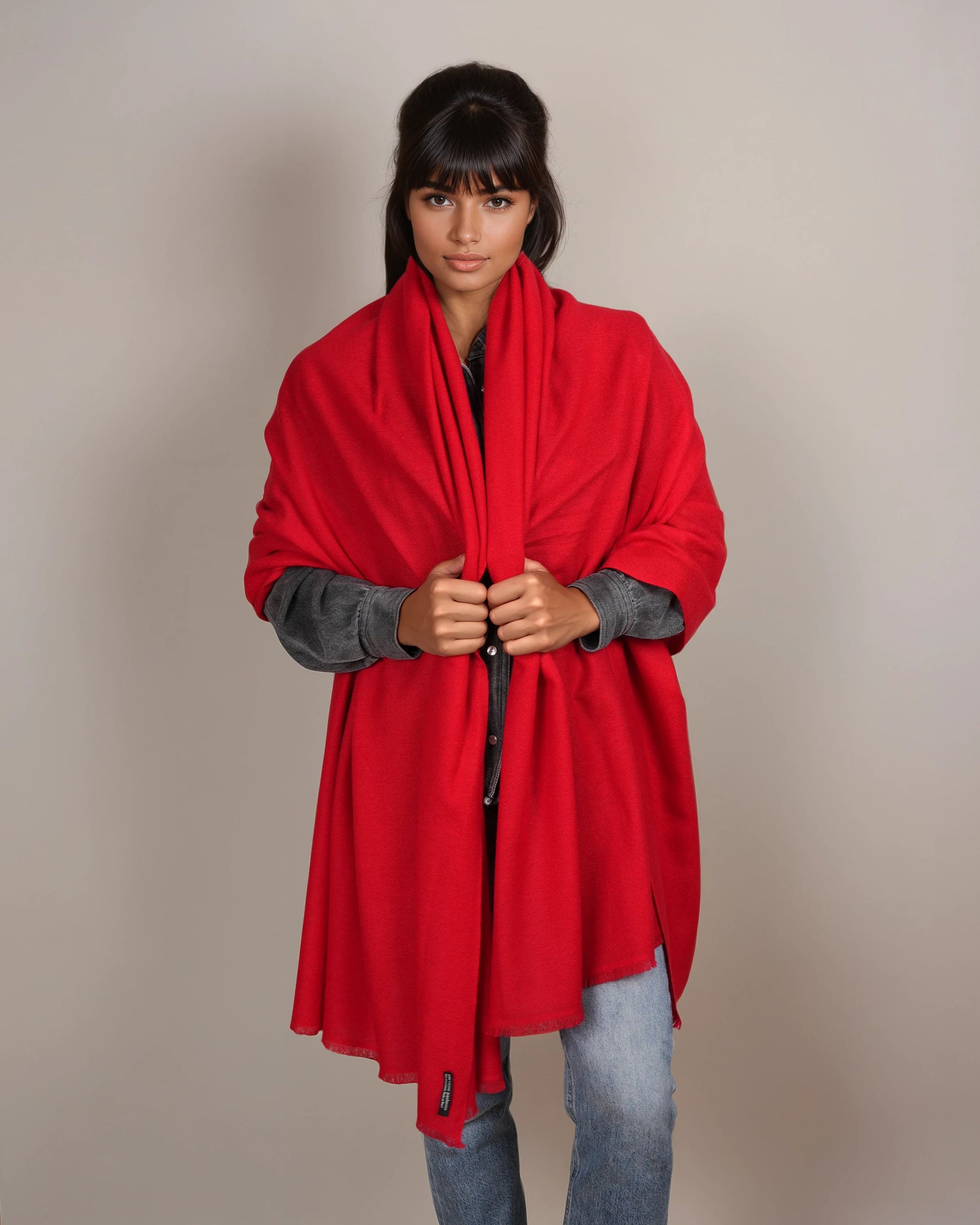 Pashmina 100% Kaschmir Stola fiery red – Bellona Cashmere & Horn GmbH