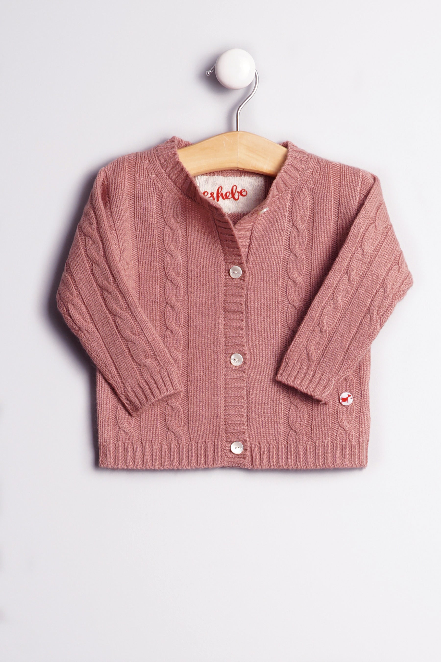 Baby cardigan cable pattern cameo rose – Bellona Cashmere & Horn GmbH